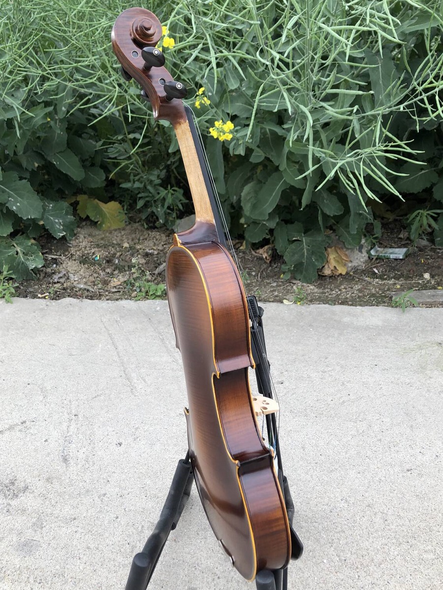 Satin Dark Red Brown Varnish Nice Flame Maple Violin - Sinomusic