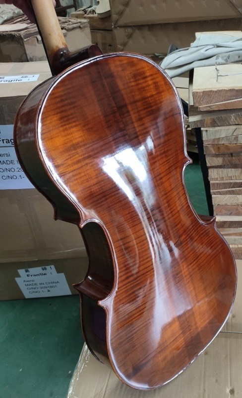 Full Handed Varnished Flame Cello - Sinomusic