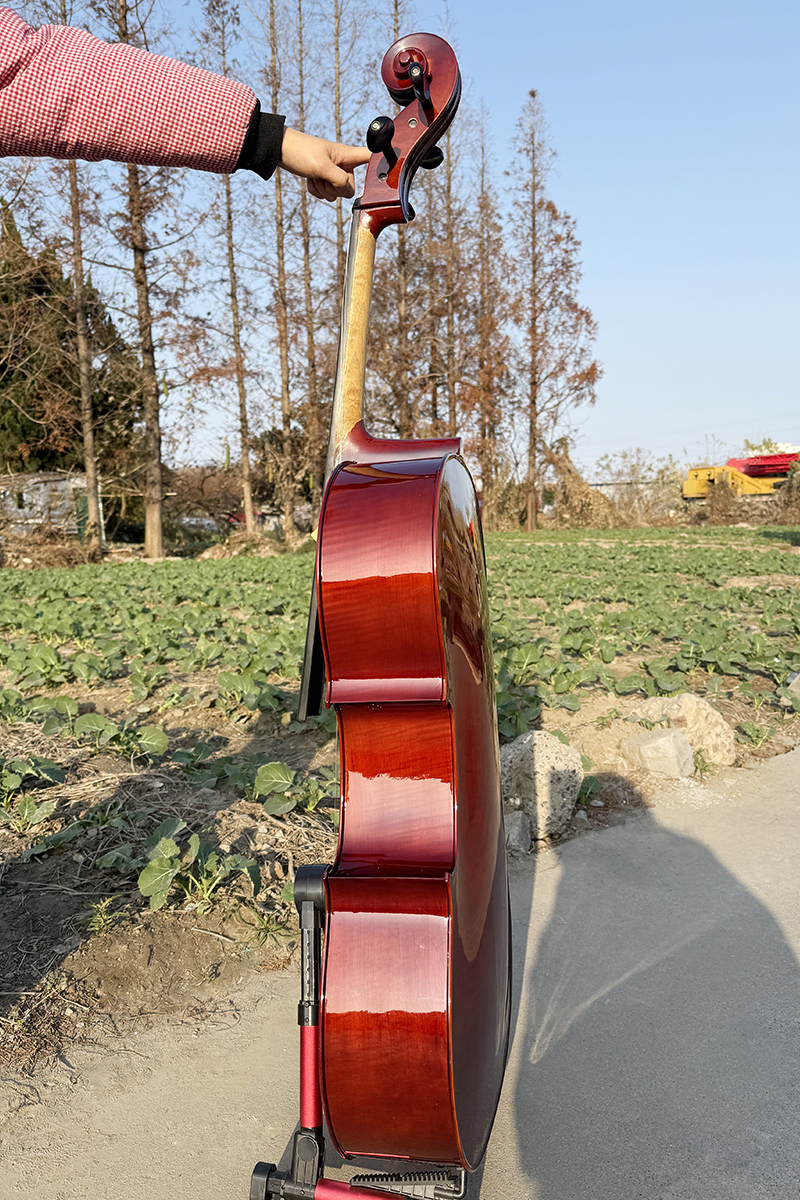 Glossy Red Brown Handed Varnished Flame Maple Cello HC35 - Sinomusik String Instruments