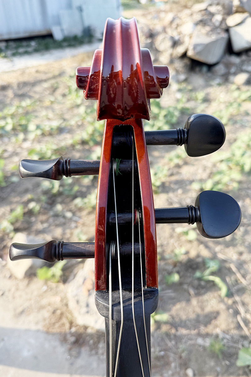 Glossy Red Brown Handed Varnished Flame Maple Cello HC35 - Sinomusik String Instruments