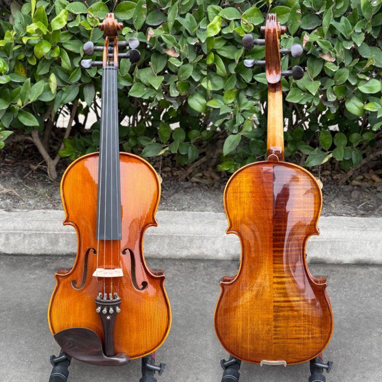 Glossy Red Brown Flame Maple Carved Spruce Violin - Sinomusik String ...