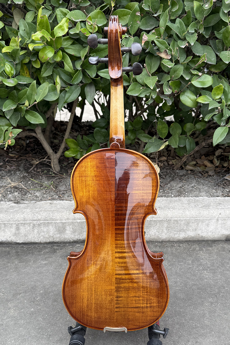 Glossy Red Brown Flame Maple Carved Spruce Violin - Sinomusik String ...